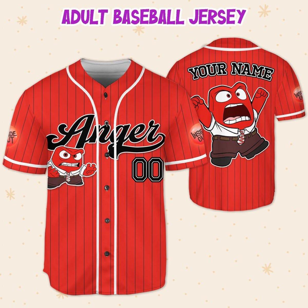 Custom Disney Inside Out Anger Simple Red Baseball Jersey - Wondermento Custom Disney Inside Out Anger Simple Red Baseball Jersey - Wondermento